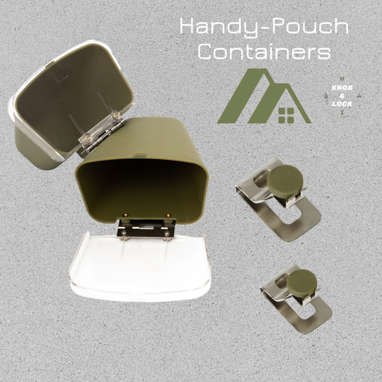 Handy-Pouch Fastener Containers – Knob and Lock